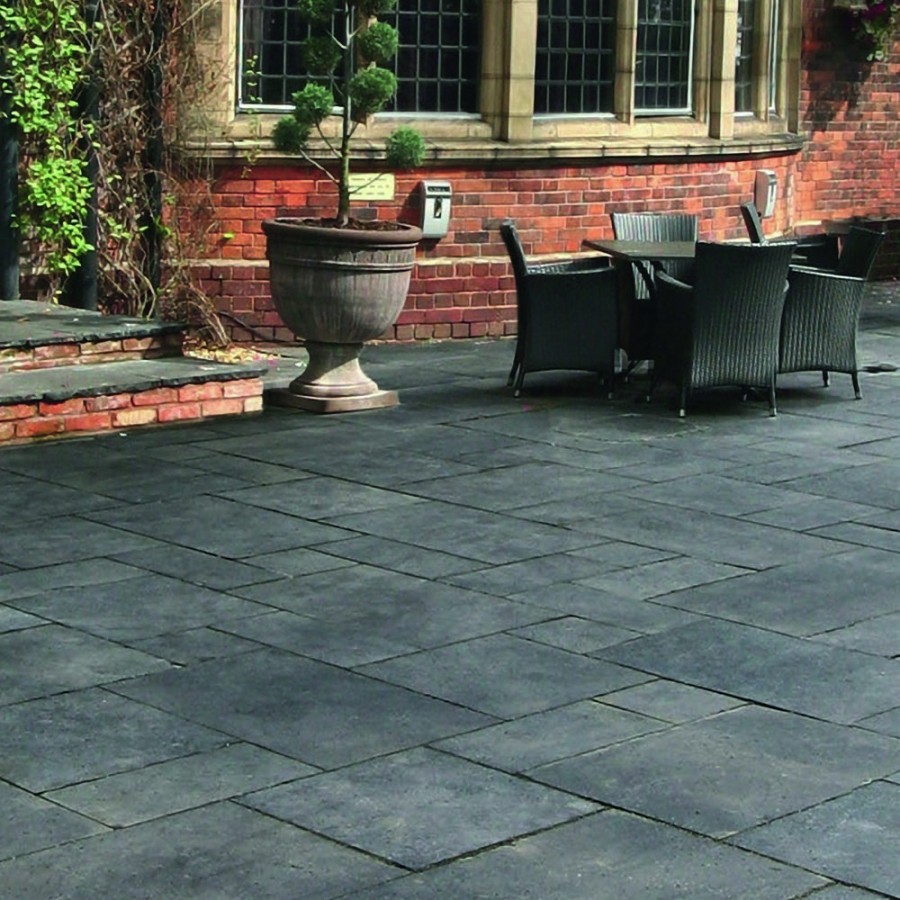 PATIO PAVERS - 'Classicstone' Charcoal-Natural Limestone with a Cleft ...