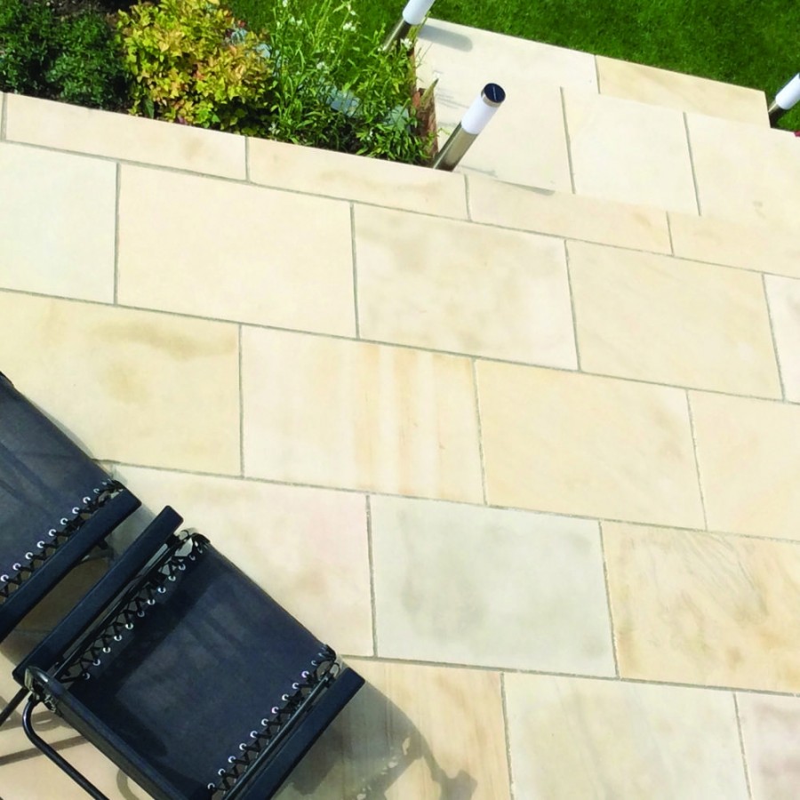 PATIO PAVERS - 'Premiastone' Ivory-Natural Sandstone with a Smooth Finish
